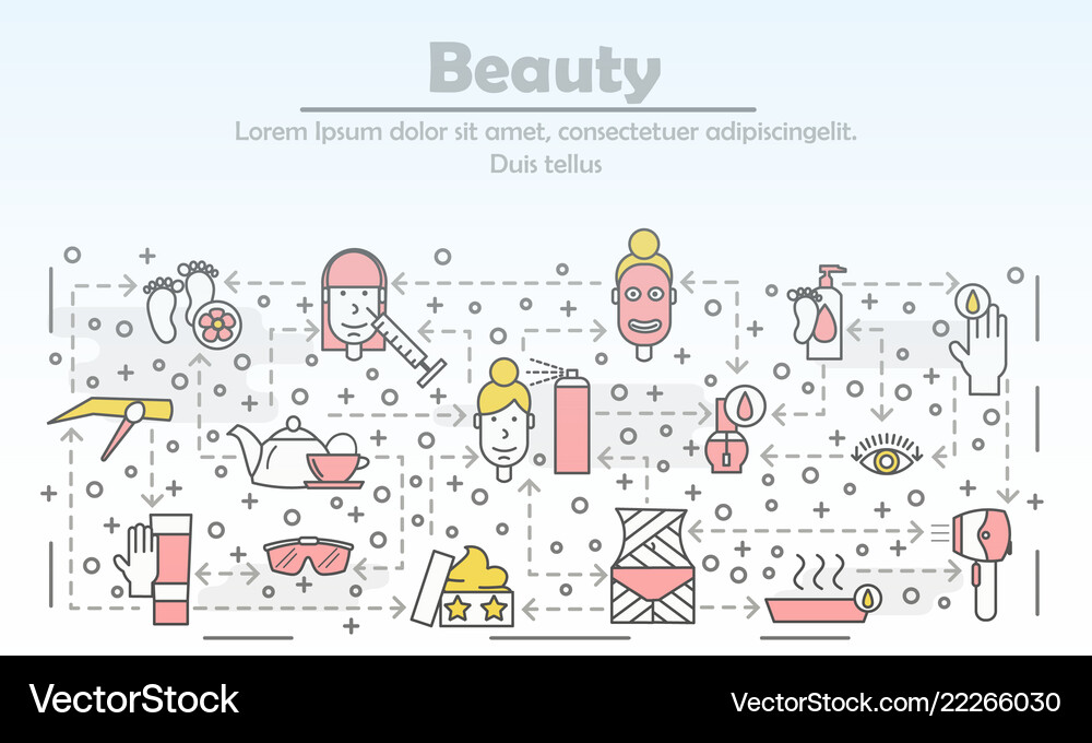 Thin line art beauty poster banner template Vector Image