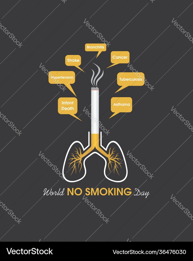 World no smoking day observed on second wednesday Vector Image