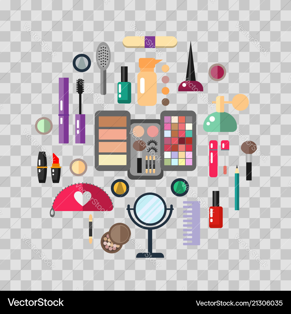 Beauty store with cosmetic objects mascara gloss Vector Image