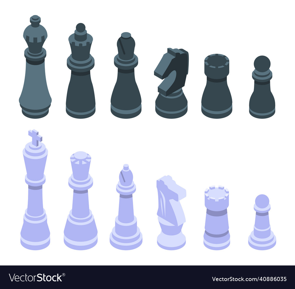 Chess icons set isometric style Royalty Free Vector Image