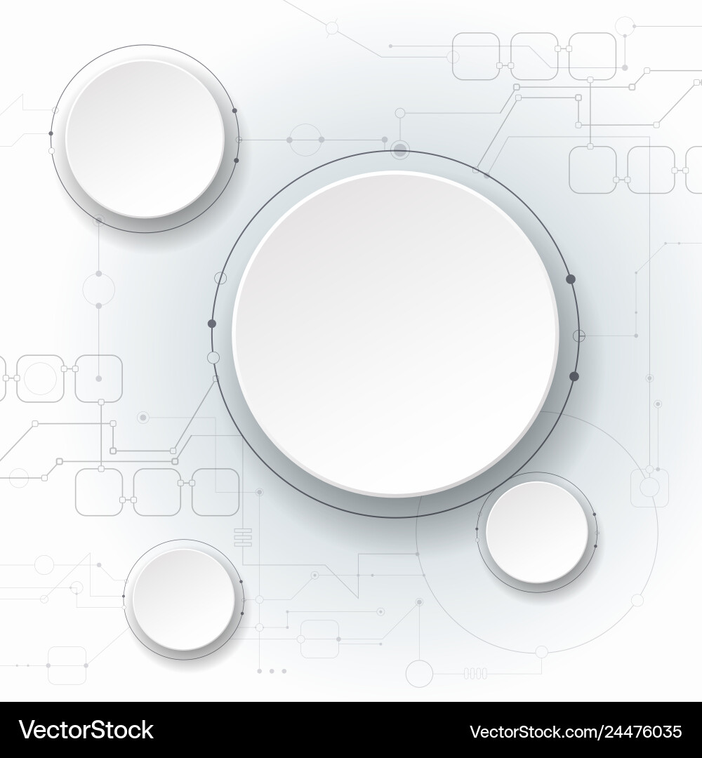 Circuit board with blank white 3d paper circle Vector Image