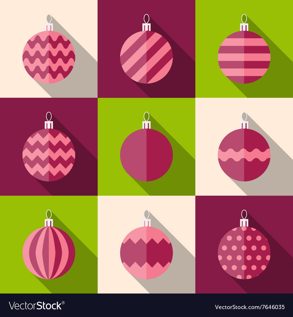Flat icon set of christmas decorations Royalty Free Vector