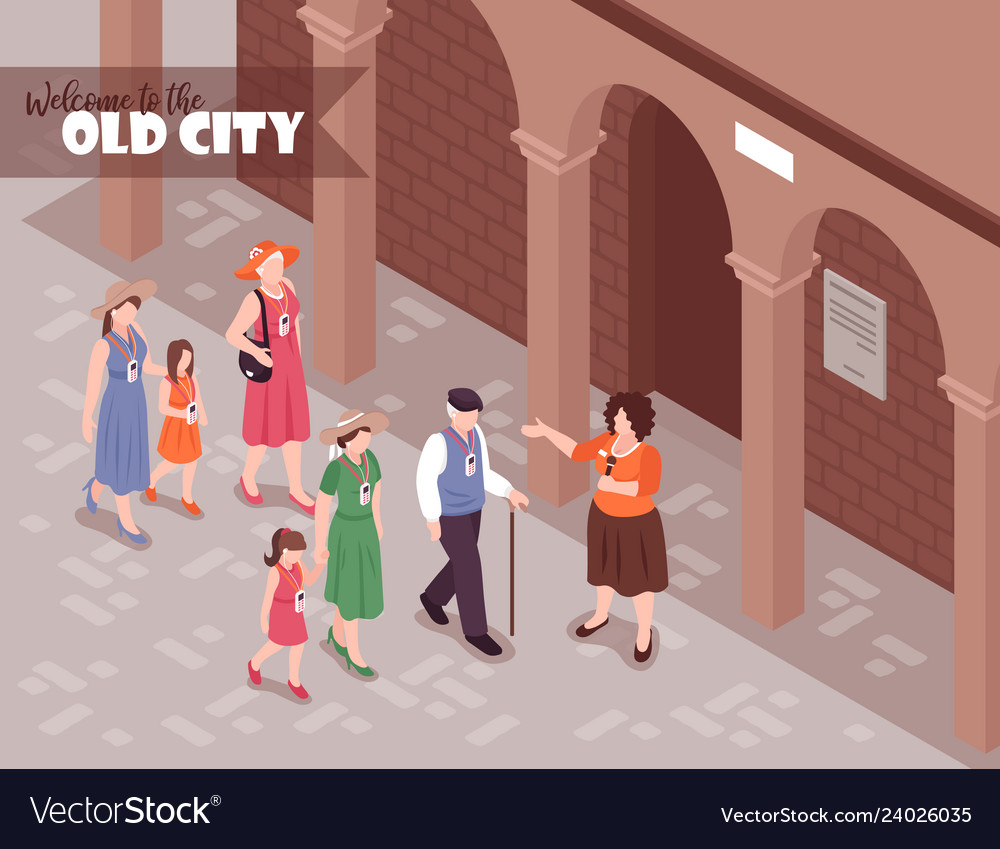 Guide excursion isometric Royalty Free Vector Image