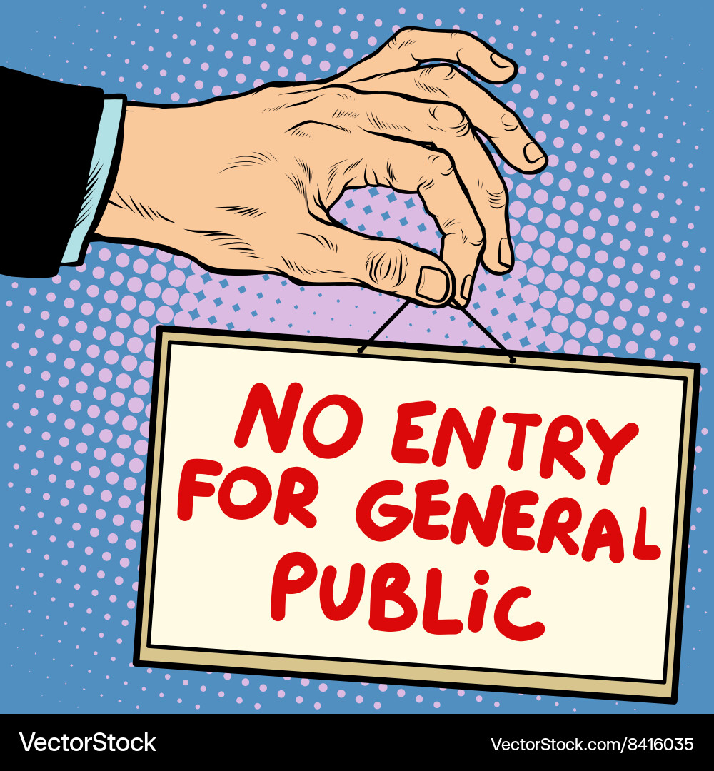 Hand sign no entry for general public Royalty Free Vector