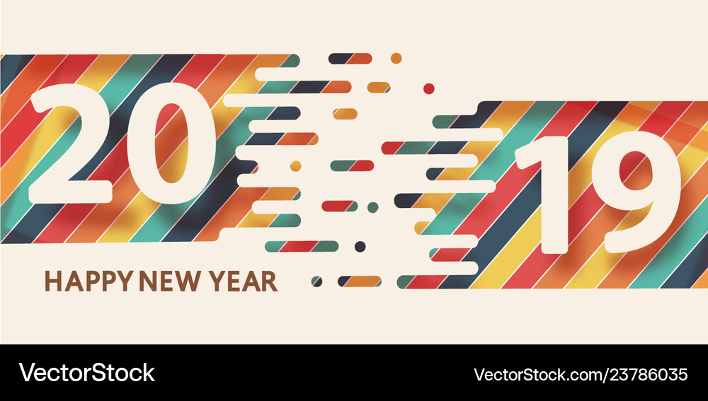 Happy new year 2019 text design Royalty Free Vector Image