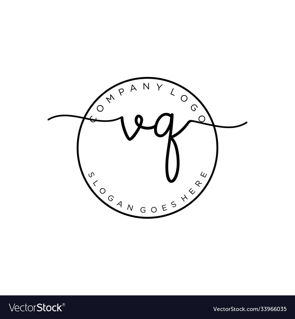 Initial vq handwriting logo with circle template Vector Image