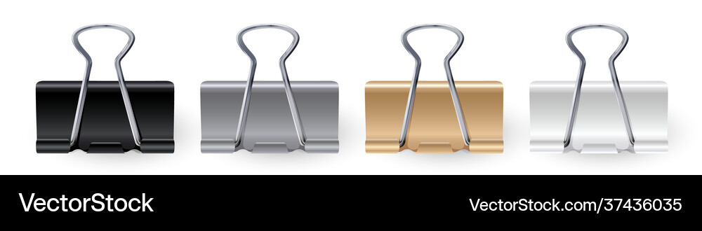 Paper clips set black white gold gray silver Vector Image