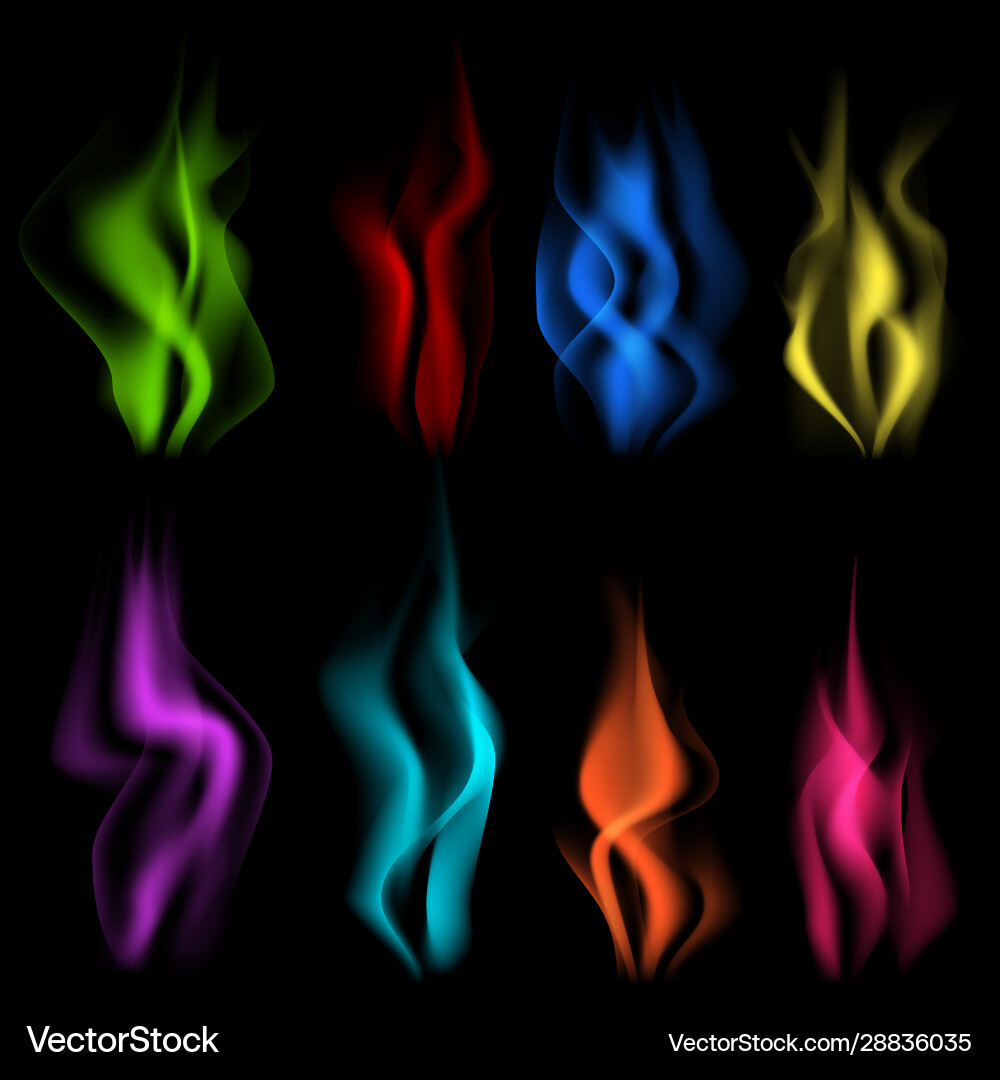 Set isolated transparent colourful smoke Vector Image