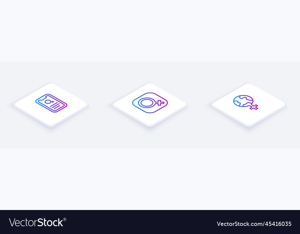 Set Isometric Line Dating App Female Gender Vector Image