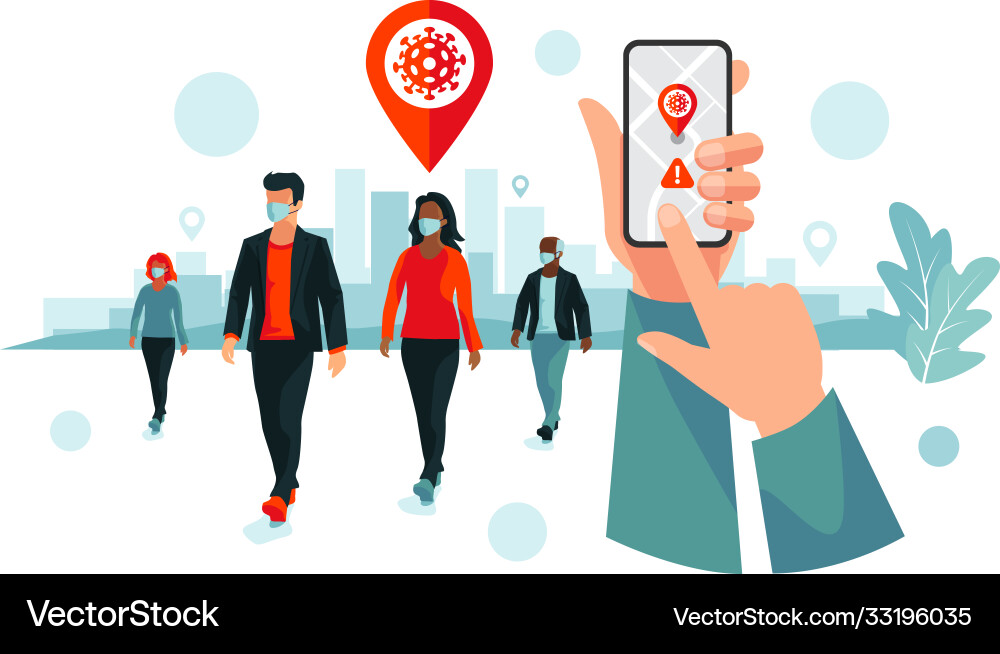 Tracking location smartphone app with people Vector Image