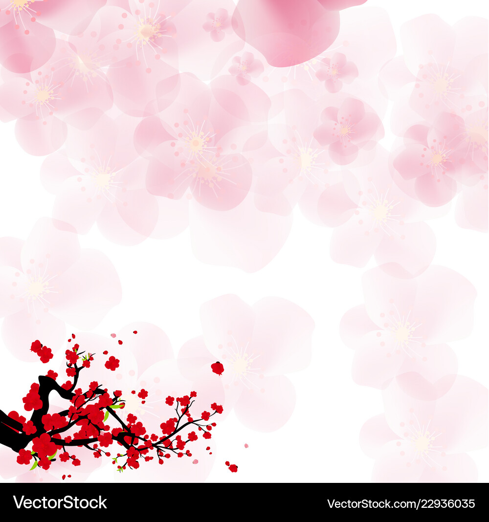 Watercolor sakura frame background with blossom Vector Image