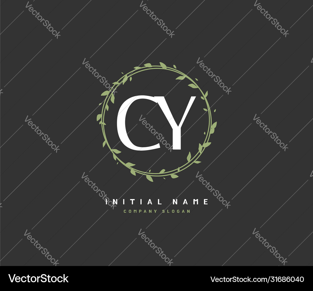 C y cy beauty initial logo handwriting Royalty Free Vector