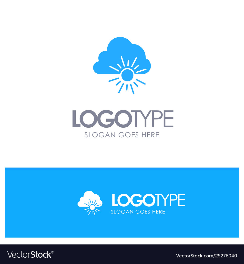 Cloud nature spring sun blue solid logo Royalty Free Vector