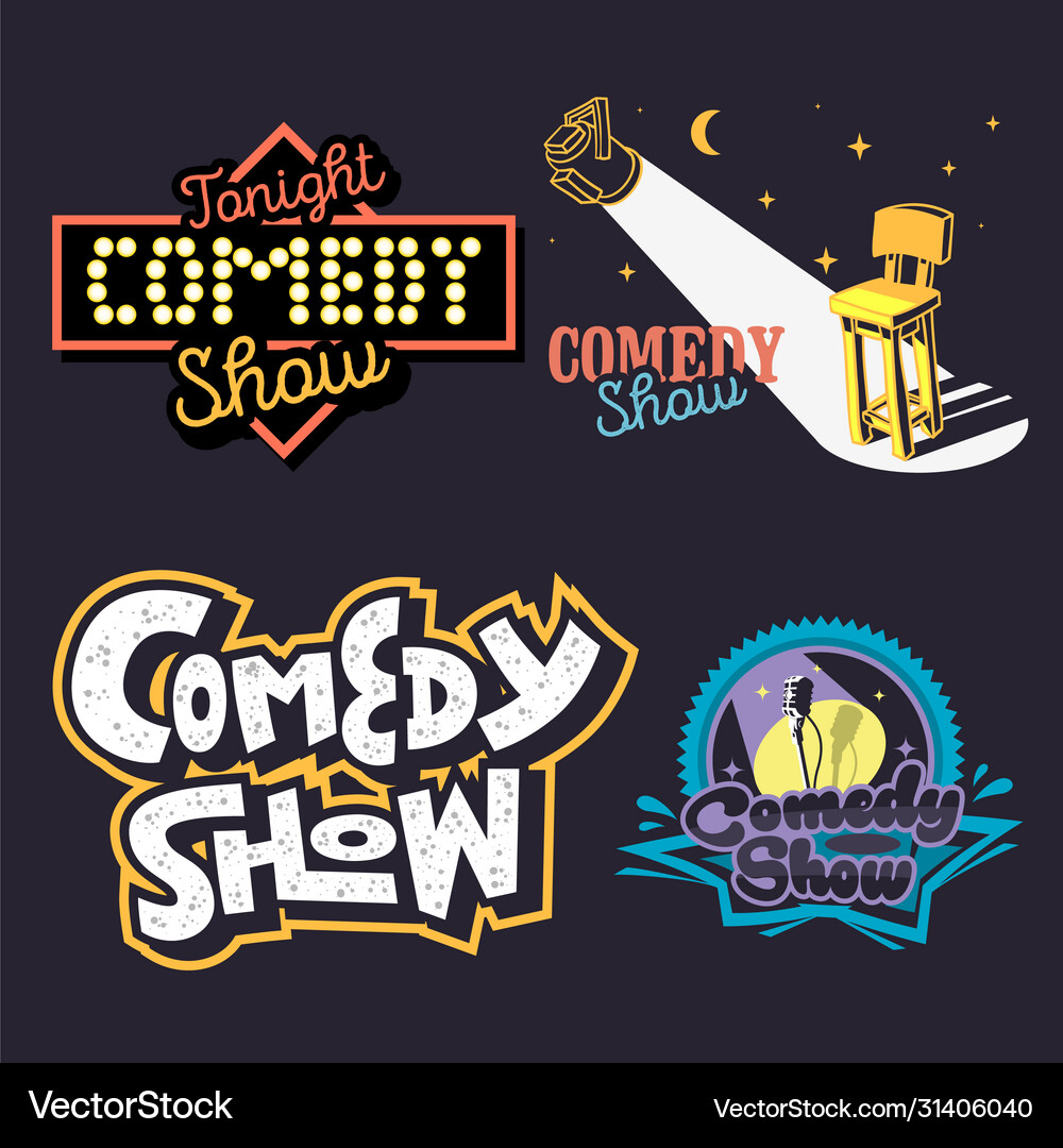 Comedy show comedian hand lettering Royalty Free Vector