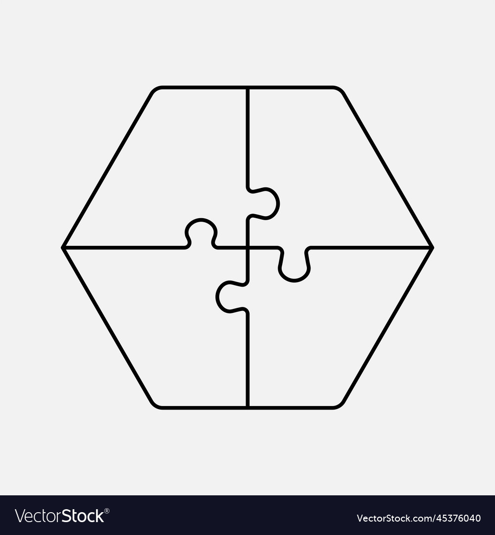 Diagram infographic 4 steps hexagon puzzle jigsaw Vector Image