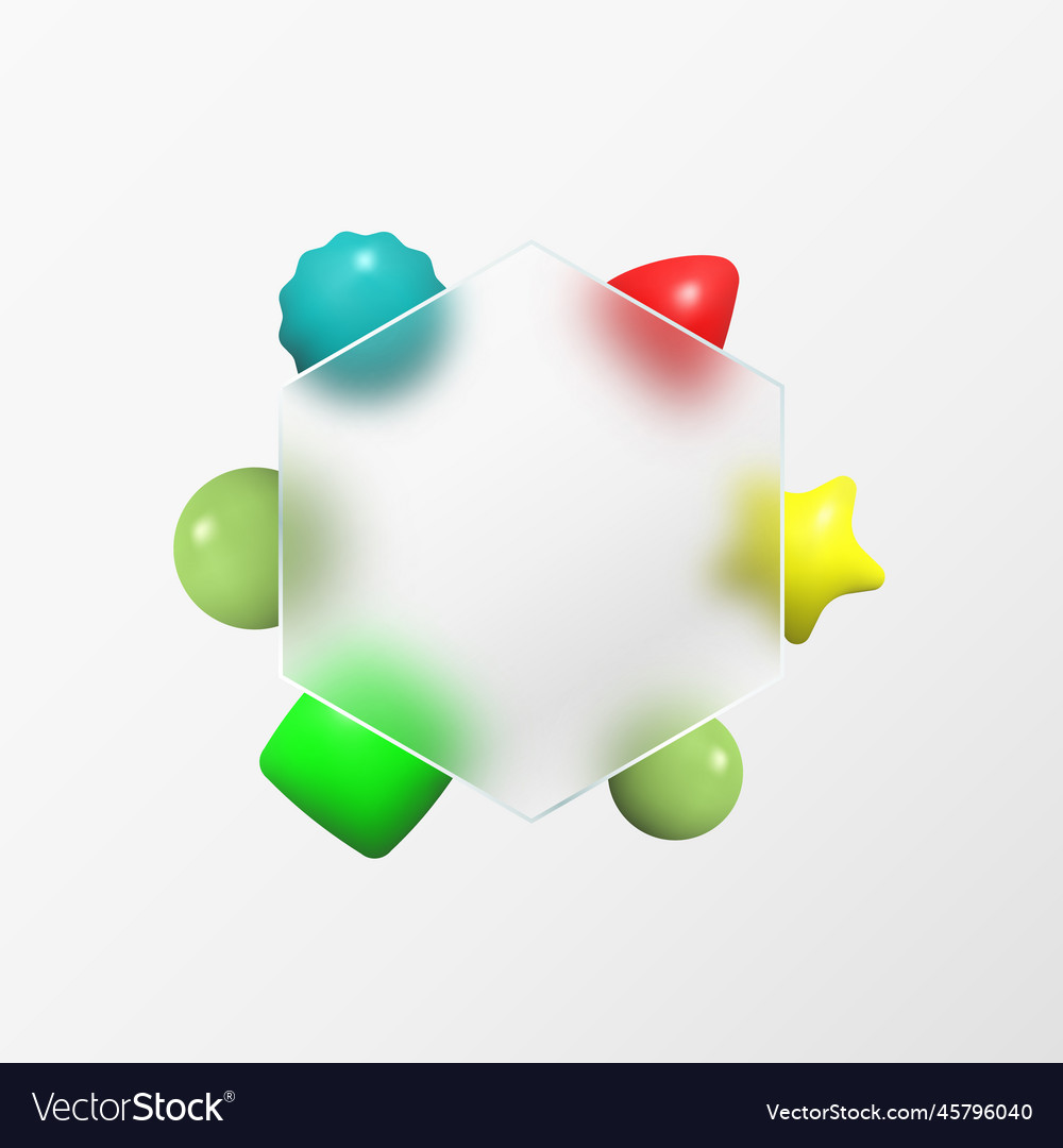 Hexagon in glass morphism style banner ui Vector Image