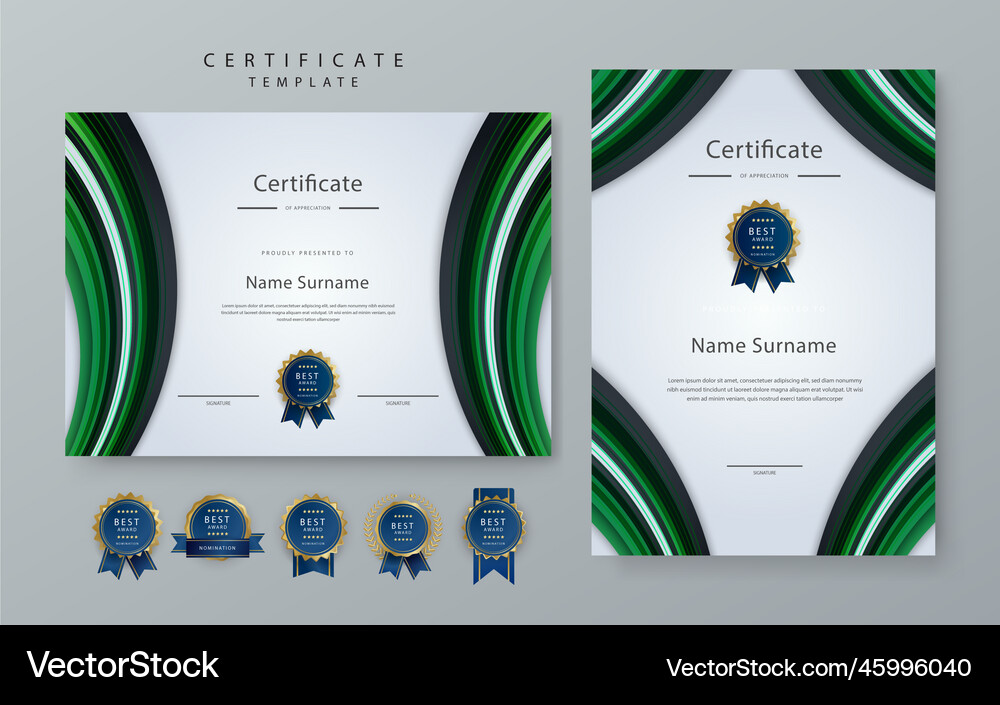 Modern elegant green and black diploma Royalty Free Vector