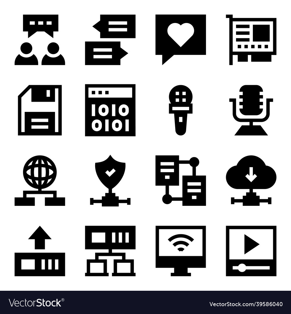 Set of technology in solid icons Royalty Free Vector Image