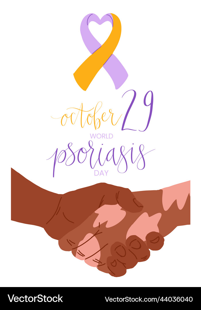 World psoriasis day october handwritten Royalty Free Vector