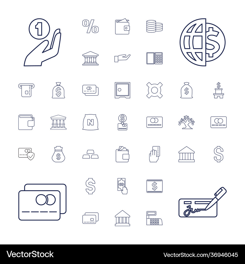 37 bank icons Royalty Free Vector Image - VectorStock