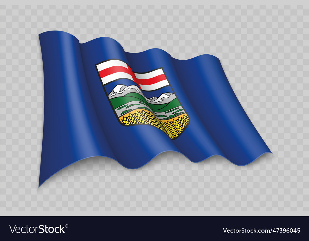 3d realistic waving flag of alberta is a state Vector Image
