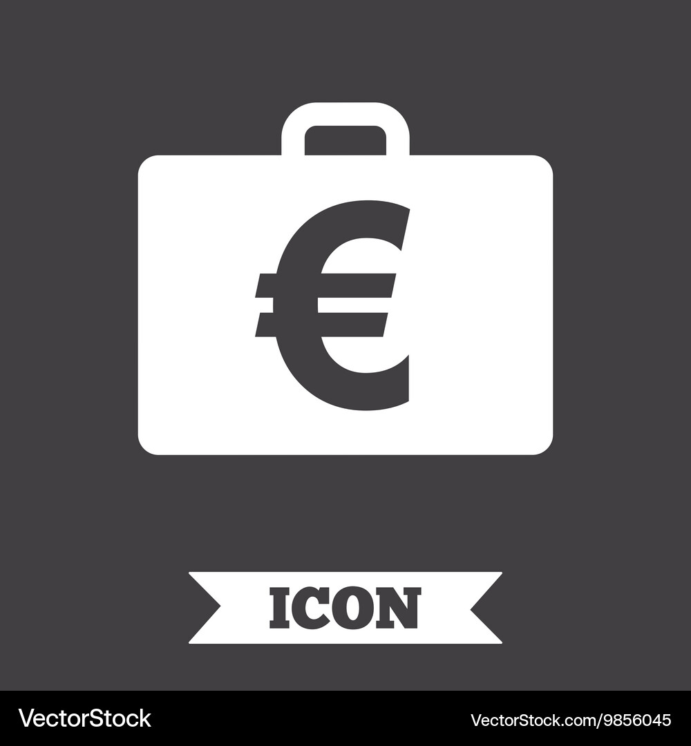 Case with euro eur sign briefcase button Vector Image
