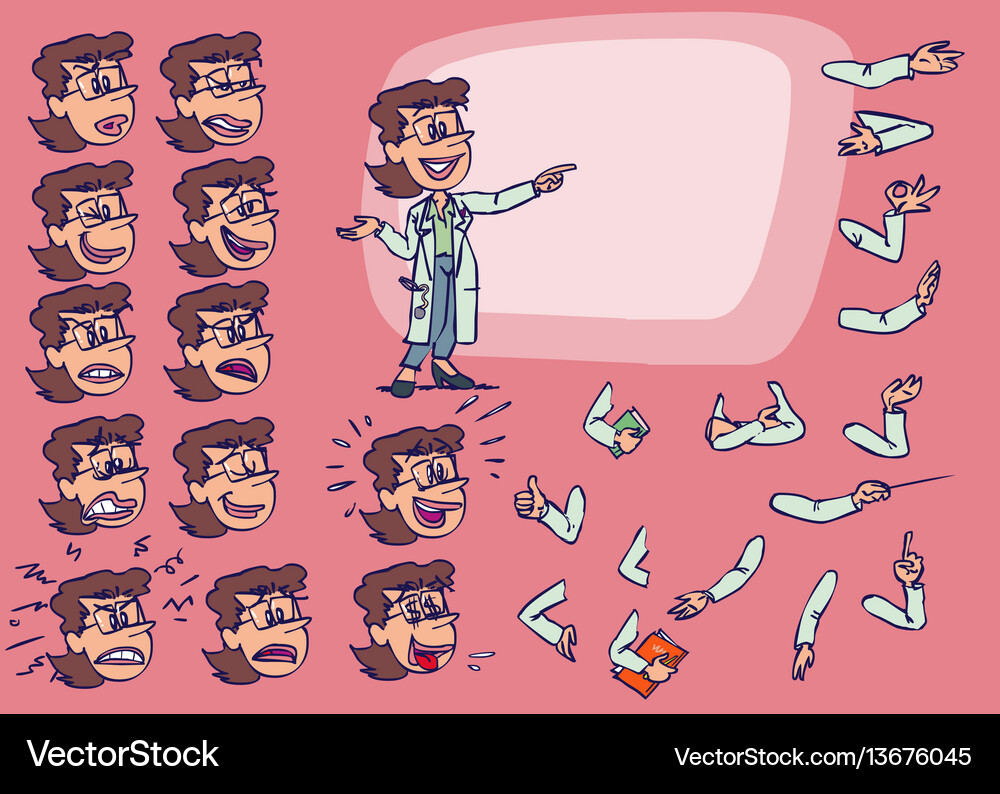 Caucasian female doctor elements Royalty Free Vector Image