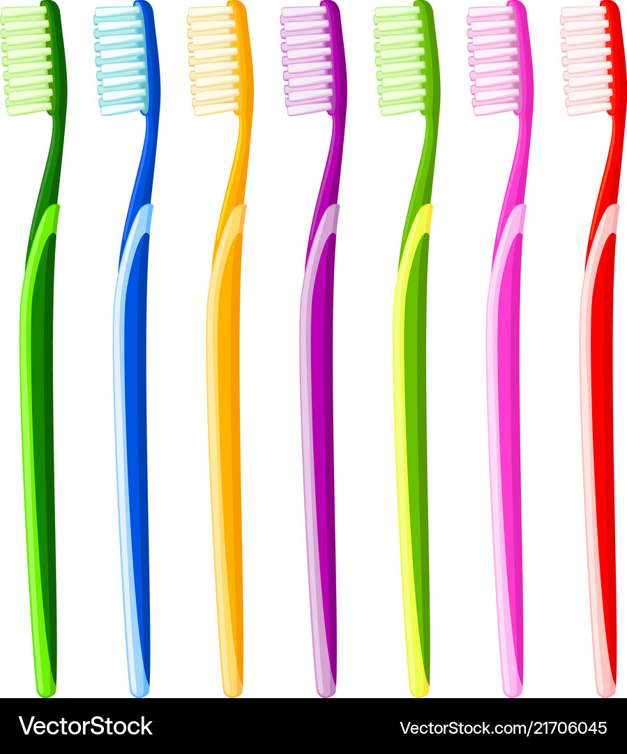 Colorful cartoon toothbrush multicolor set Vector Image