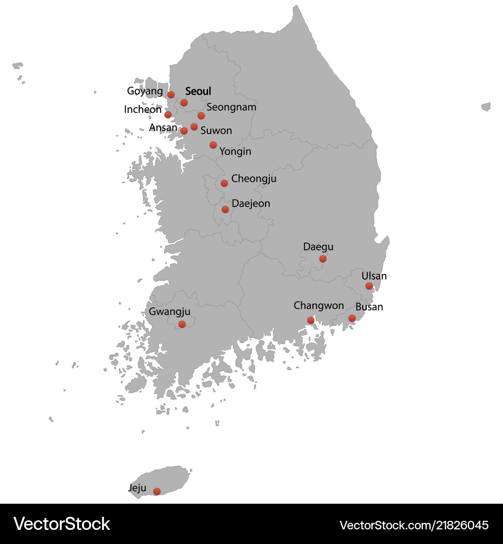 Detailed map south korea Royalty Free Vector Image