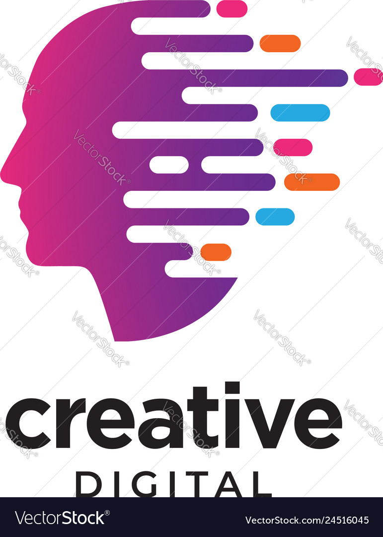 Digital abstract human head logo for creative Vector Image