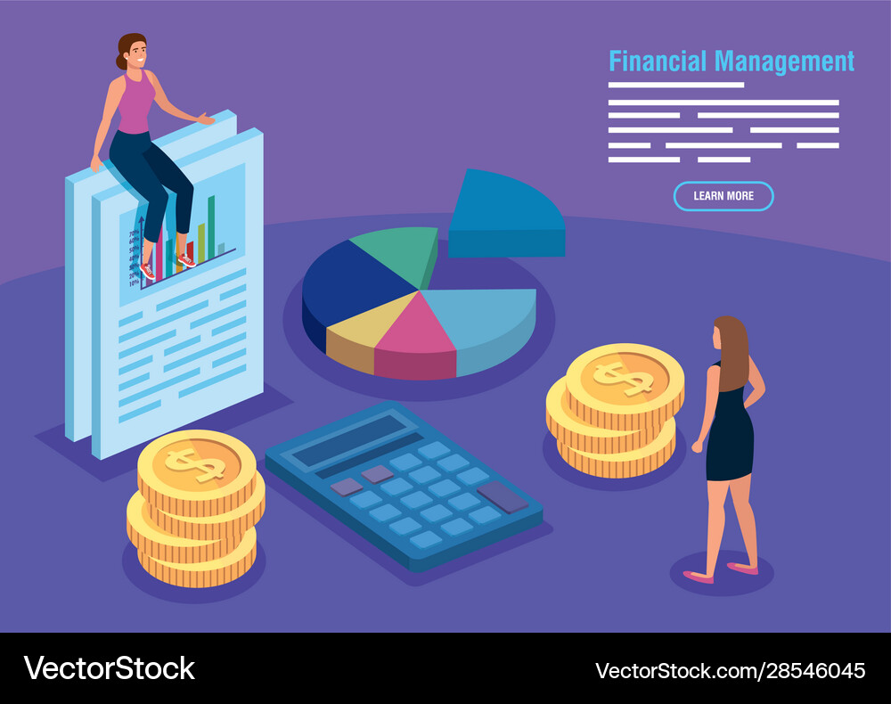 Financial management with infographics Royalty Free Vector