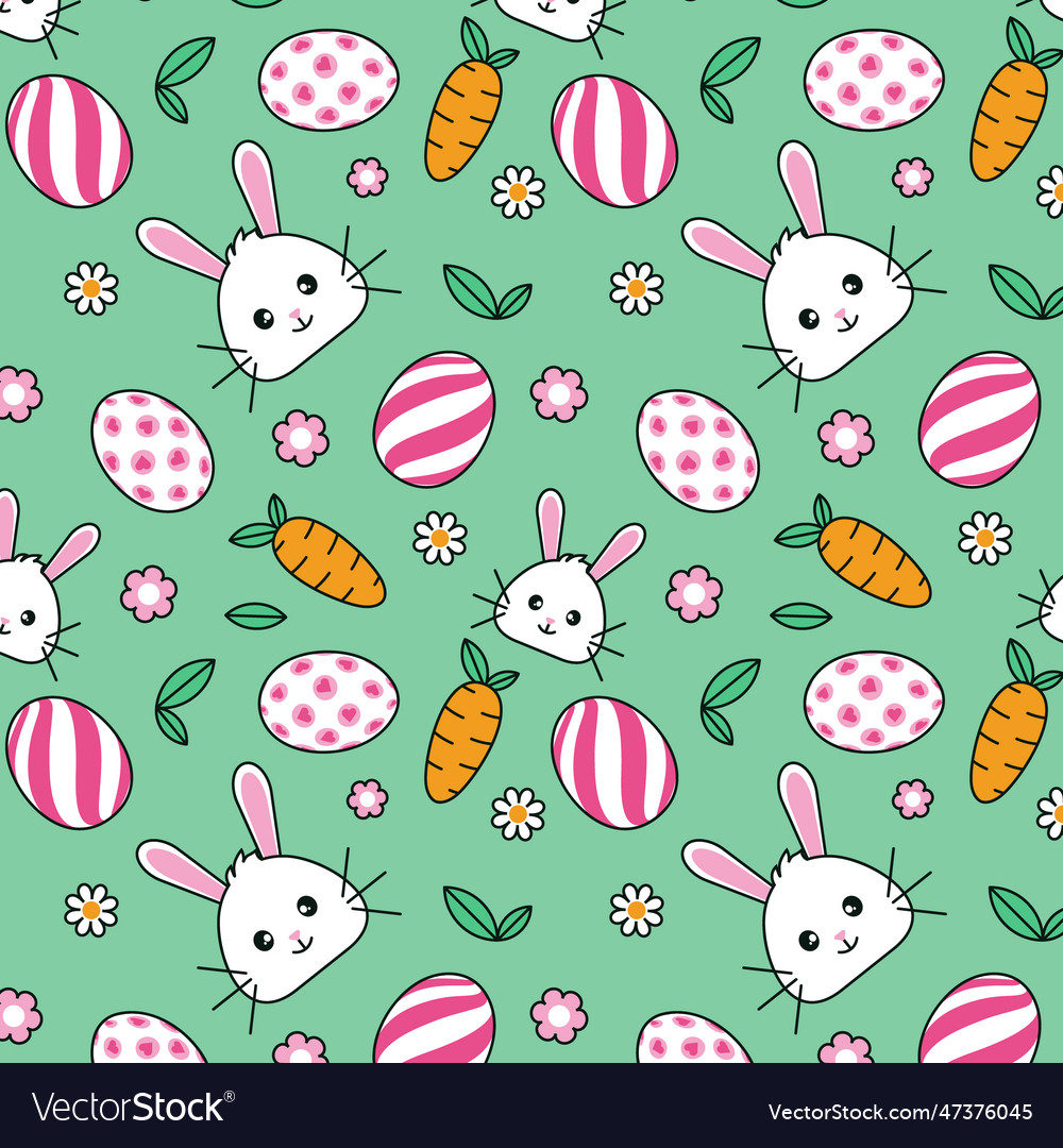 Flat hand drawn easter pattern Royalty Free Vector Image