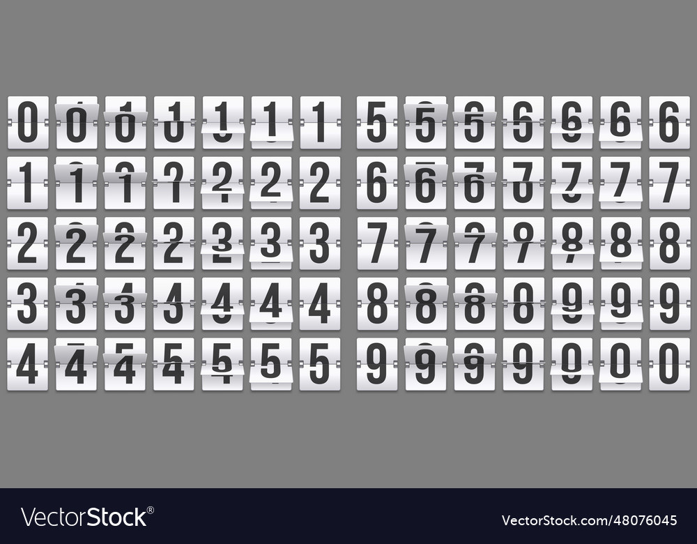 Flip clock numbers retro countdown animation Vector Image Flip clock numbers retro countdown animation Vector Image