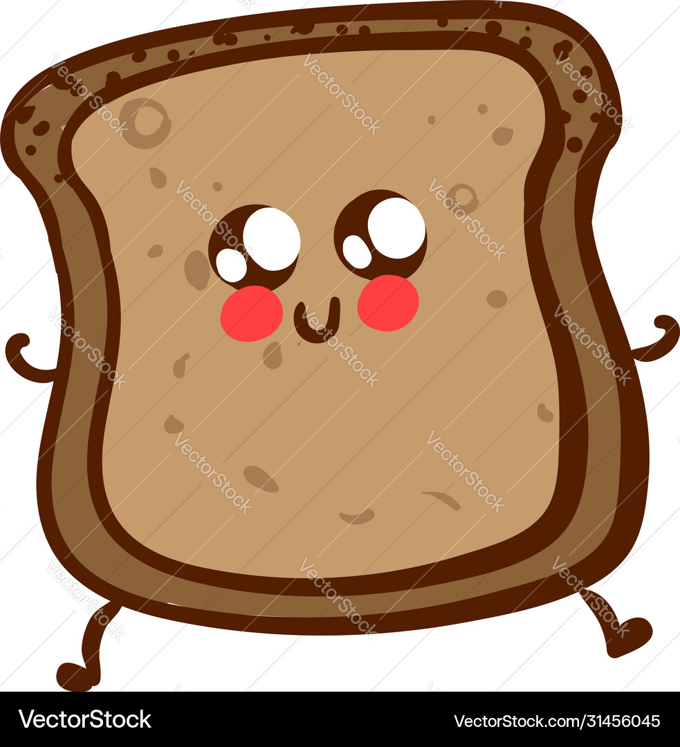 Happy cute bread on white background Royalty Free Vector