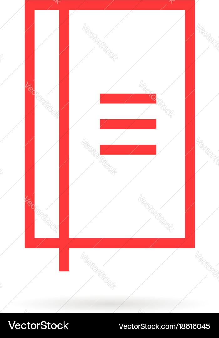 Red linear simple notebook icon Royalty Free Vector Image