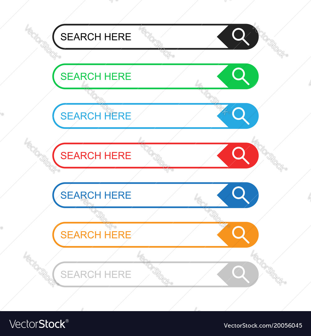 Search bar field set interface elements Royalty Free Vector