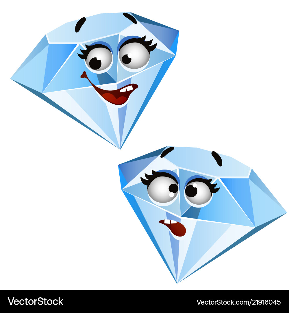 Set funny laughing diamond isolated on white Vector Image
