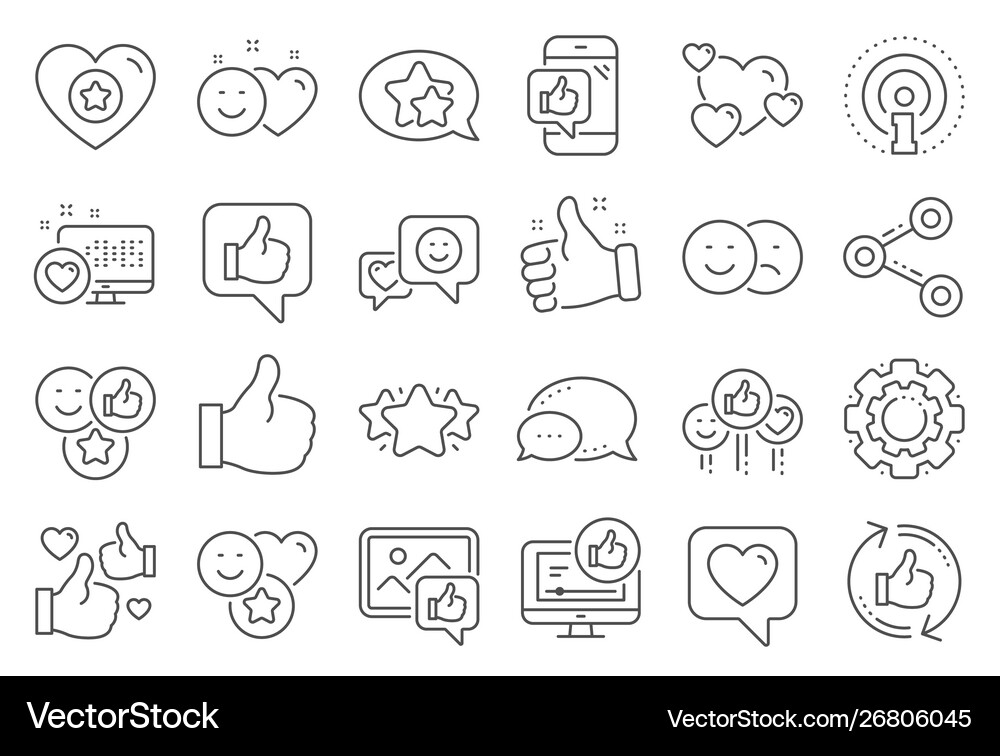 Social media line icons set share network Vector Image