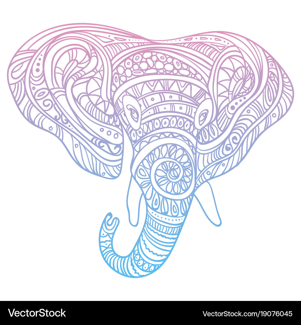 Stylized head an elephant ornamental portrait Vector Image