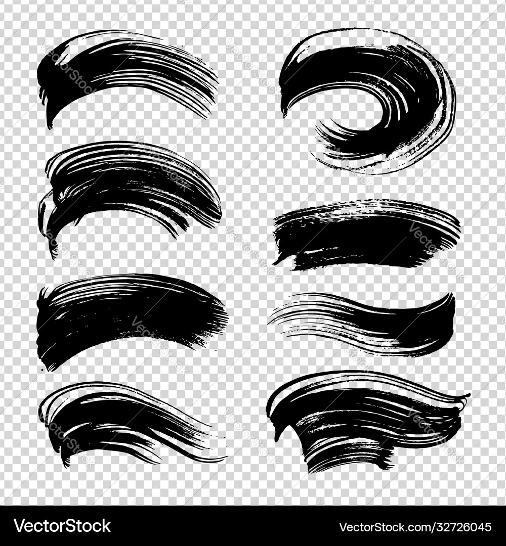 Textured black ink smooth and round strokes Vector Image