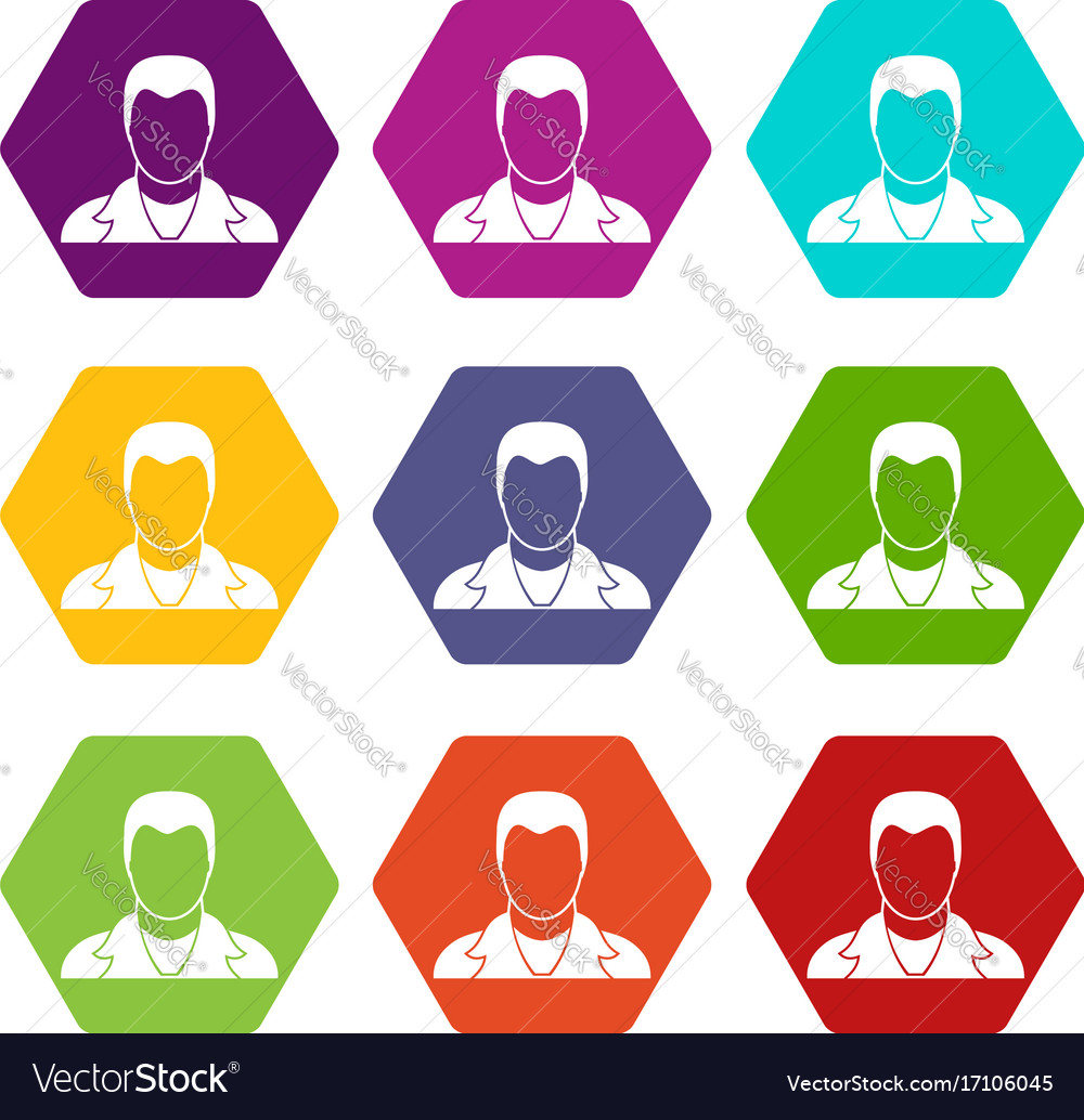 User icon set color hexahedron Royalty Free Vector Image