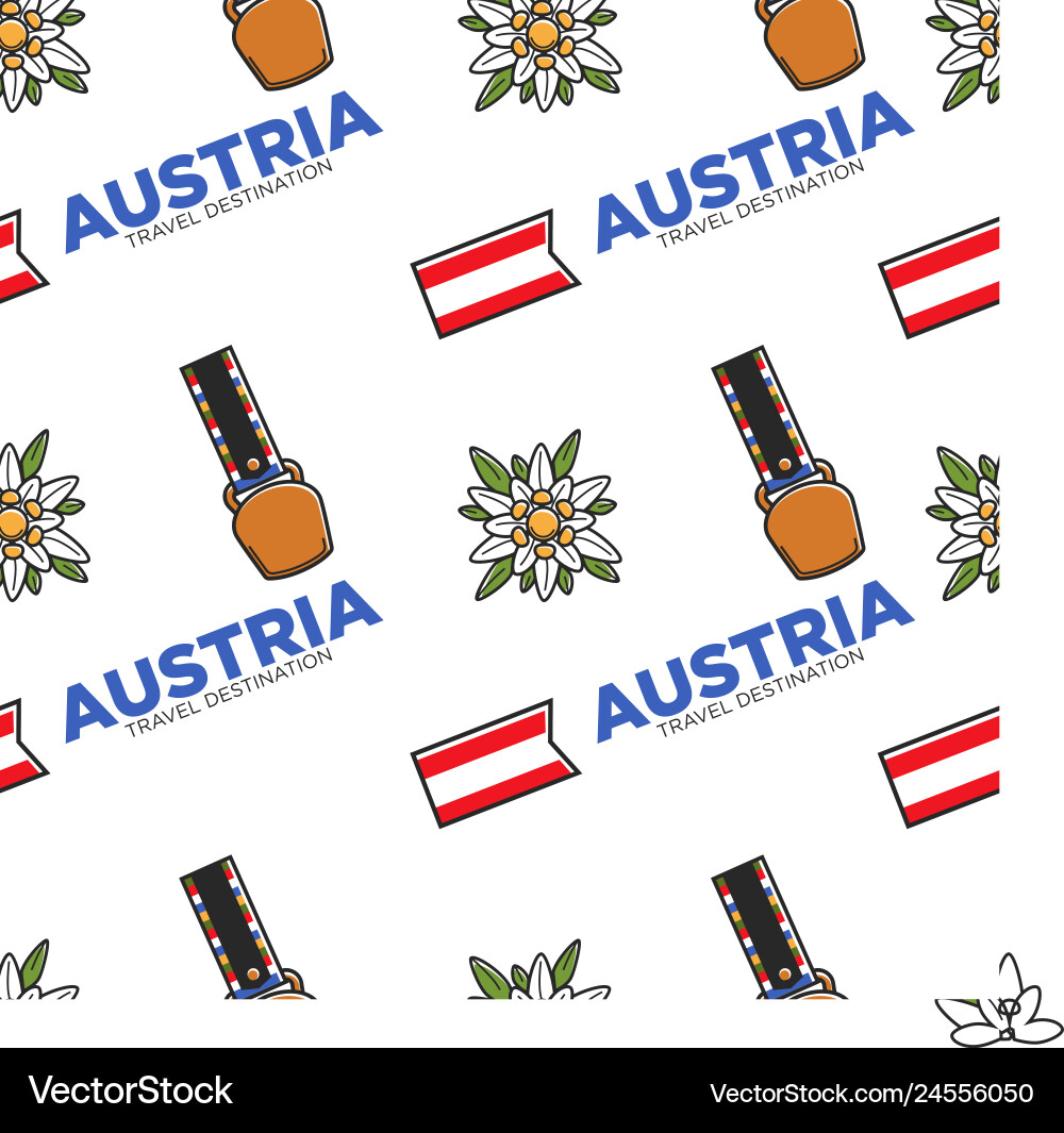 Austria travel destination seamless pattern belt Vector Image