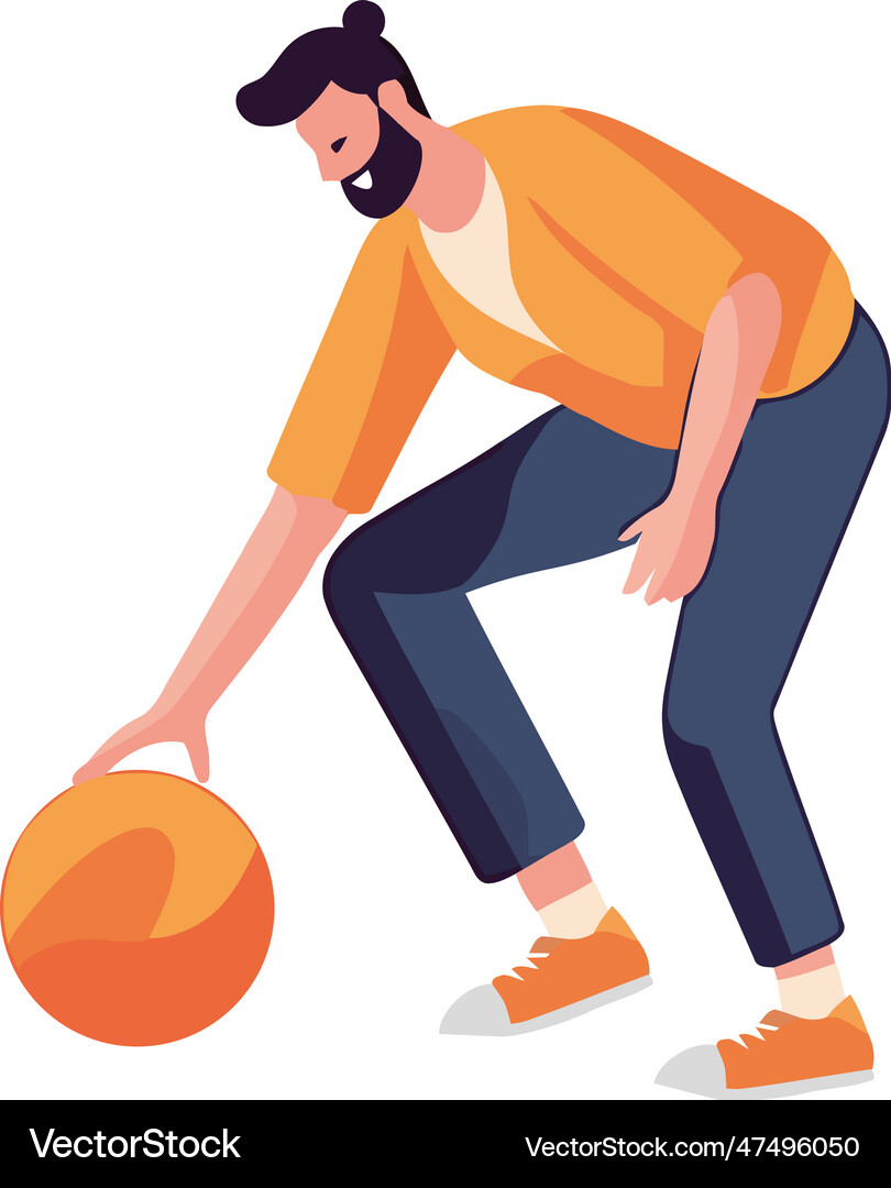 Bearded man playing with a ball Royalty Free Vector Image
