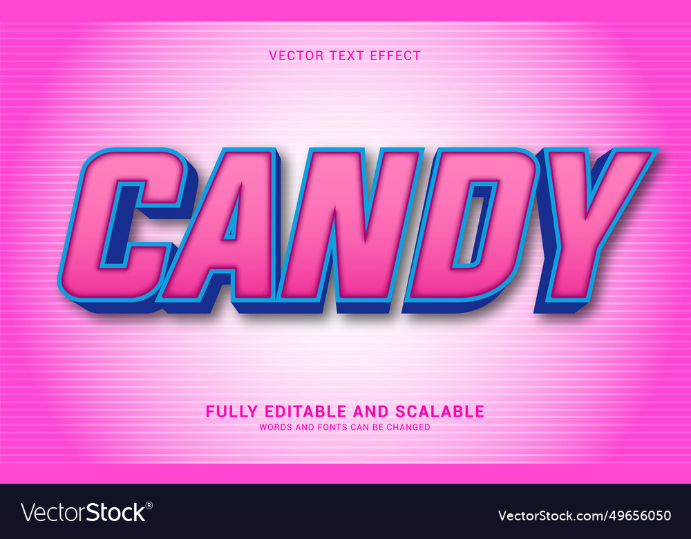 Editable text effect candy style Royalty Free Vector Image