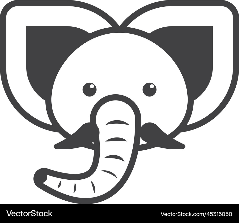 Elephant face in minimal style Royalty Free Vector Image