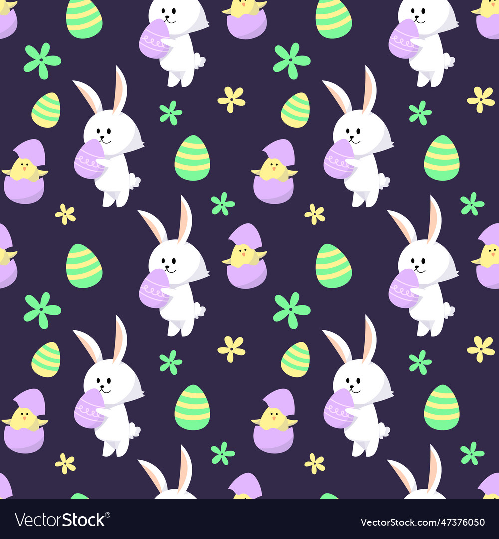 Flat hand drawn easter pattern Royalty Free Vector Image