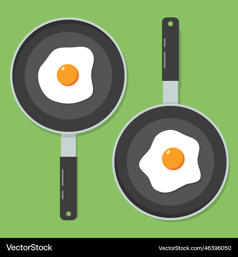 Fried egg omelette top view pan food Royalty Free Vector