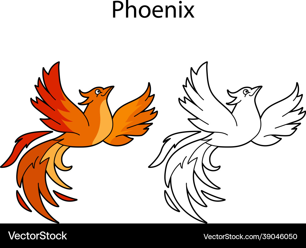 Funny cute bird phoenix isolated on white Vector Image