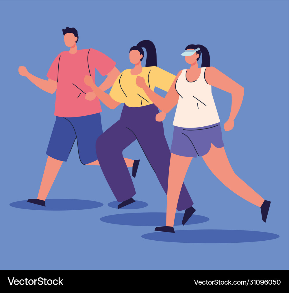 Group people running avatar character Royalty Free Vector