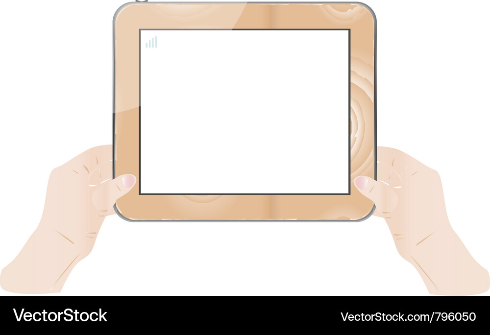 Hand holding wood board Royalty Free Vector Image